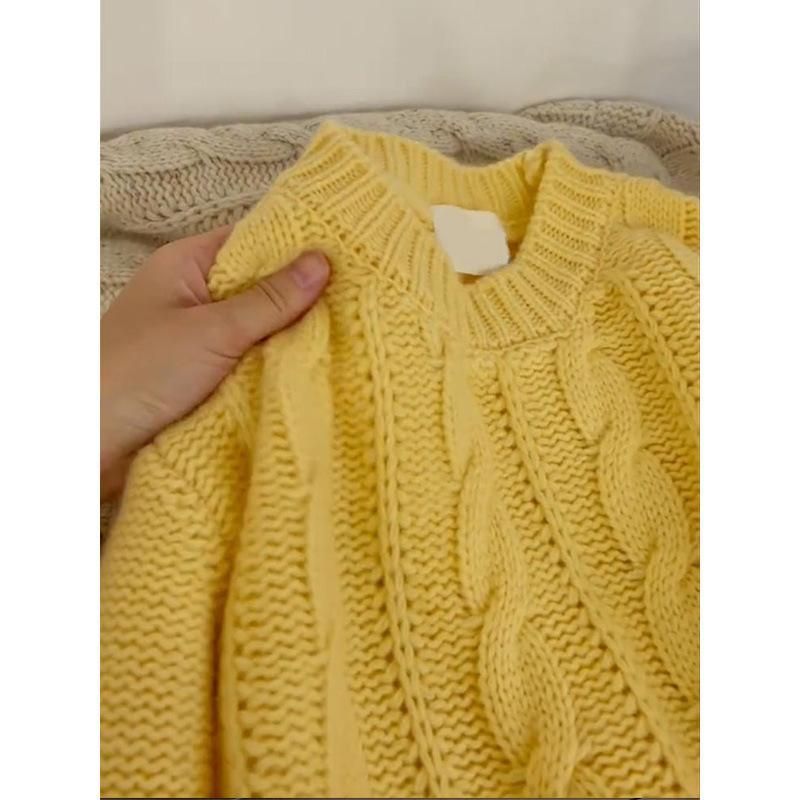 ・素材: ポリエステル・柄: 無地・組み合わせ: シングル・フィット: ゆったり・袖のタイプ: レギュラー袖・ネックライン: ラウンドネック・袖丈: 長袖・ディテール: ケーブル編み・製法: パッチワーク／縫い合わせ・カラー: イエロー、レ...