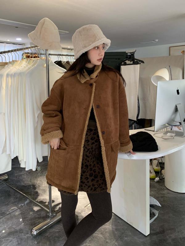 ・カテゴリ: ジャケット・素材: ポリエステル、スパンデックス・柄: その他・シルエット: ゆったり・スタイル: カジュアル、韓国風・袖丈: 長袖・袖: レギュラー・襟: 襟付き・着丈: ミドル丈(65～80cm)・カラー: コーヒー・サイ...