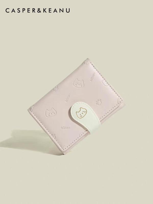 ・素材: PU・スタイル: スイート・柄: 動物・カラー: ピンク猫, 黒猫, 緑猫, 青猫, 紫猫・財布タイプ: 三つ折り