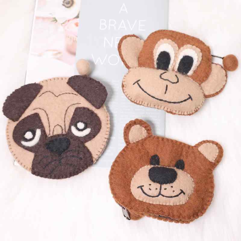 3個セット・素材: 羊毛フェルト・柄: 動物・スタイル: スイート・対象: レディース・カラー: 1#小猴零钱包, 2#小狗零钱包, 3#小熊零钱包・カテゴリー: コインケース