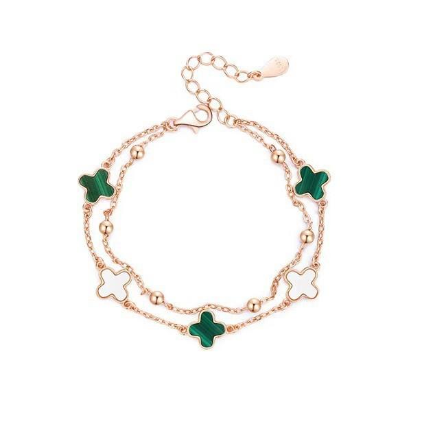 ・素材: 混合材质・処理: 电镀・スタイル: 女性用・デザイン: 花、葉、幾何学・カラー: 四葉クローバー（ローズゴールド）、四葉クローバー（ホワイトゴールド）、黒瑪瑙（ローズゴールド）、黒瑪瑙（ホワイトゴールド）、赤瑪瑙（ローズゴールド）...