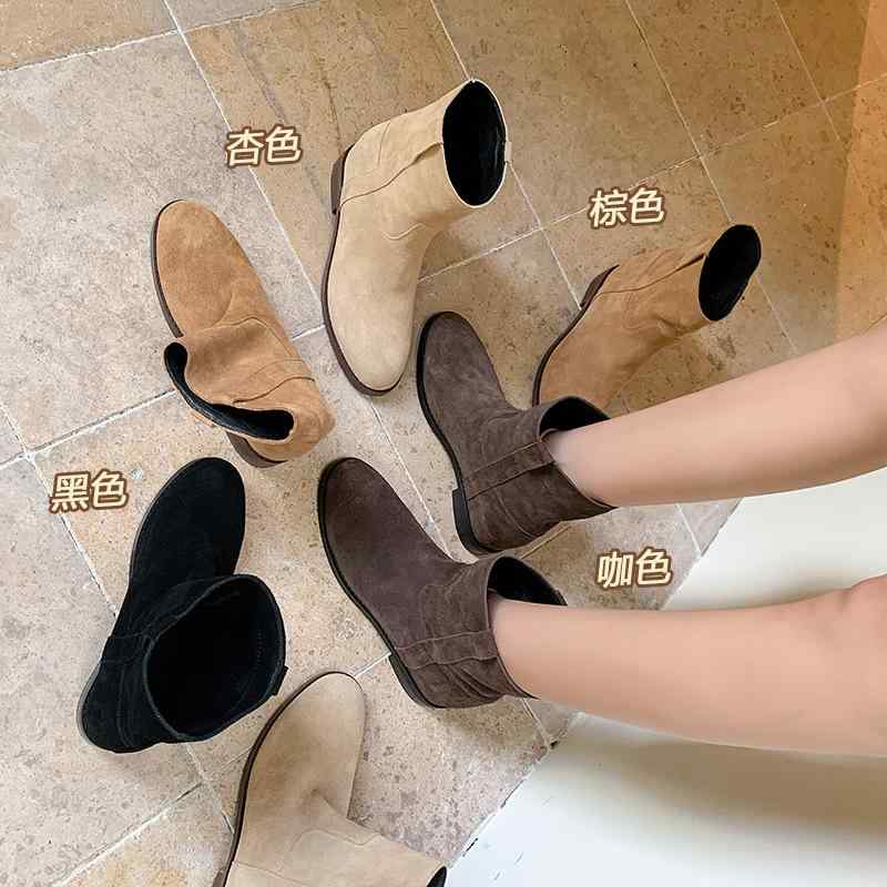 ・カテゴリ: ブーツ・対象年齢: 成人・商品番号: 910-1・靴の表面素材: 牛反绒（磨砂皮）・靴底の素材: ゴム・性別: 女性・スタイル: 韓国版・つま先の形状: ラウンドトゥ・ヒールの形状: 太ヒール・ヒールの高さ: ミドルヒール（3...