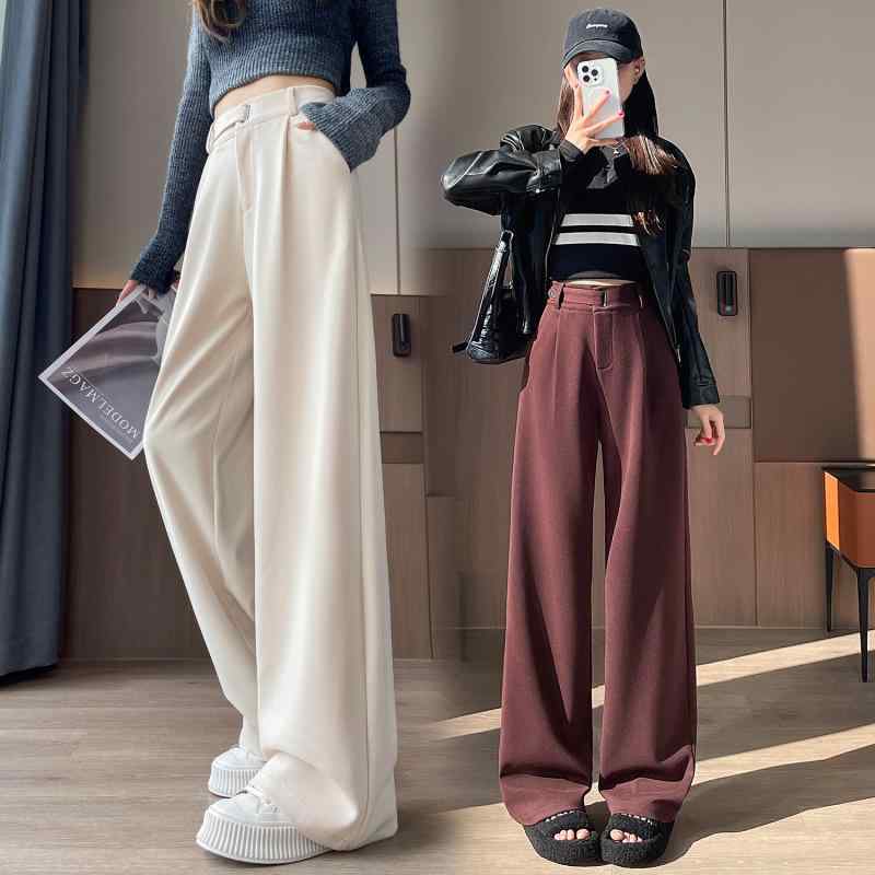 ・素材: 毛織物・スタイル: カジュアル・パンツの長さ: フルレングス・パンツのタイプ: ワイドレッグ・ウエスト: ハイウエスト・厚さ: 中厚・特徴: ポケット・カラー: ブラック、ブラック(裏起毛)、コーヒー、コーヒー(裏起毛)、アプリコ...