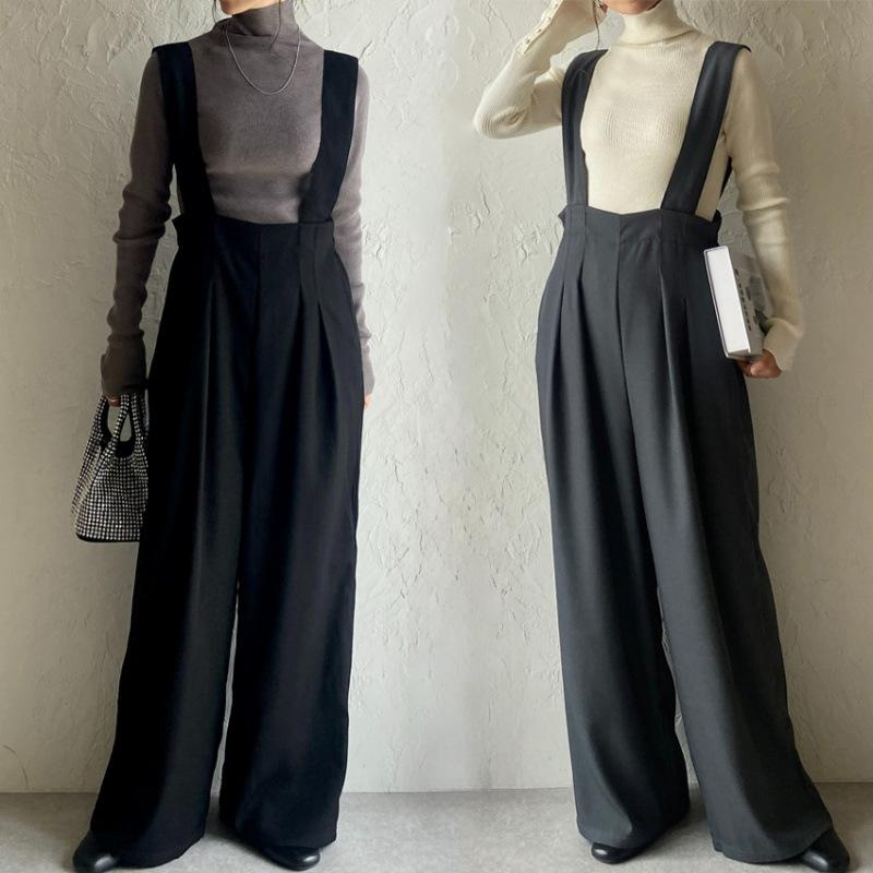 ・素材: その他・パンツ丈: フルレングス・パンツ型: ワイドレッグ・厚さ: 中厚・スタイル: カジュアル、日系・流行のデザイン: ミニマル・カラー: グレー、ブラック・サイズ: フリーサイズ・対象: レディース・生地: その他・生地の組成...