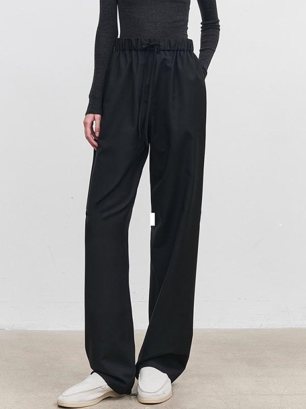 ・素材: 羊毛・スタイル: 直筒パンツ・パンツ型: ワイドレッグ・パンツ丈: フルレングス・ウエスト: ゴムウエスト・厚さ: 中厚・デザイン: ポケット・カラー: 銀河グレー, クラシックブラック・サイズ: XS, S, M, L・スタイル...