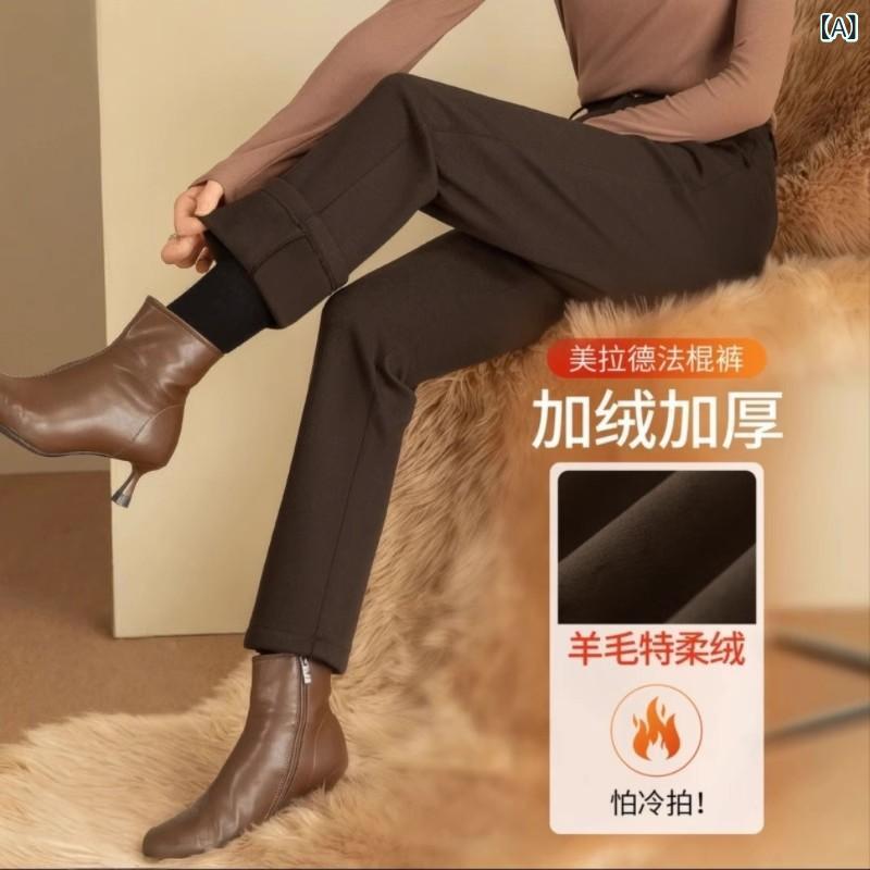 ・項目名: 素材・値: ポリエステル（聚酯纤维）・項目名: パンツ型・値: テーパード・項目名: パンツ丈・値: 長ズボン・項目名: カラー・値: モカブラウン（裏起毛）、クリームアプリコット（裏起毛）、ブラック、モカ（通常）、クリーム（通...