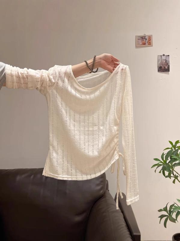 ・カテゴリ: Tシャツ・スタイル: 通勤風・主な素材: ポリエステル70-80%・柄: 無地・袖丈: 長袖・袖型: 通常袖・ネックライン: クルーネック・フィット: スリムフィット・カラー展開: 米杏色・サイズ展開: M,L,XL,XXL