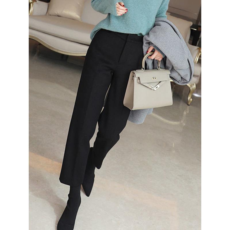 ・パンツ丈: 九分丈・素材: ポリエステル繊維・厚さ: 中厚・パンツのタイプ: ストレート・ウエスト: ハイウエスト・カラー: ブラック、グレー・サイズ: S、M、L、XL・対象: 大人・ストレッチ: なし・対象性別: 女性・カテゴリ: ス...