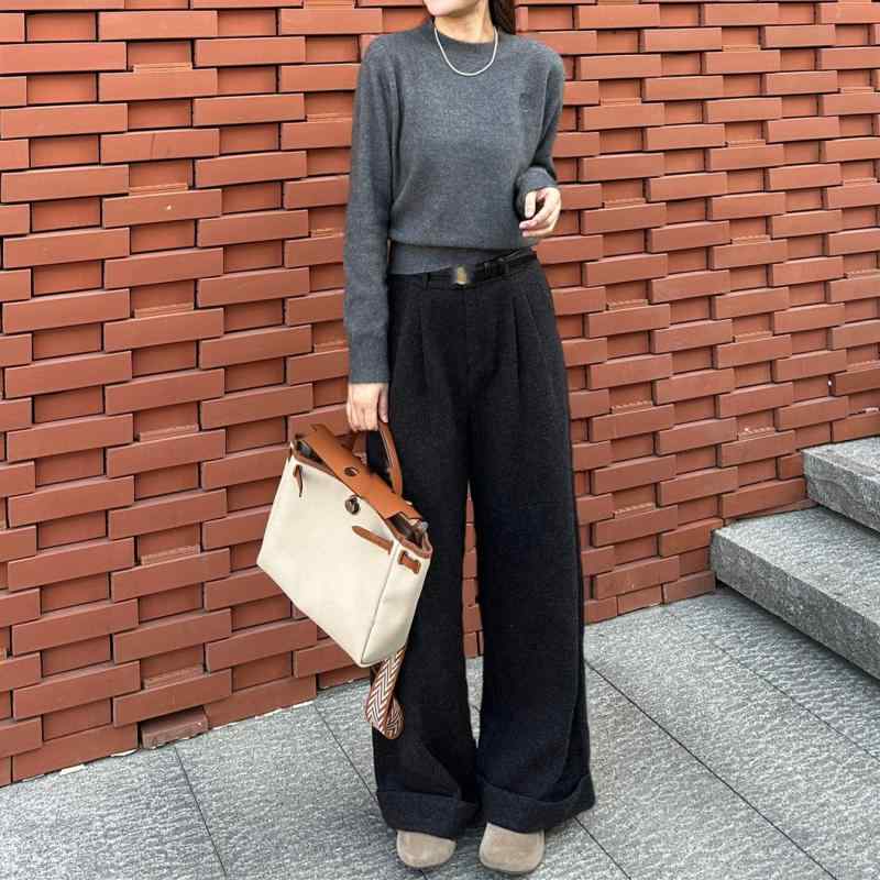 ・素材: ポリエステル・パンツのスタイル: ストレート・パンツ丈: フルレングス・ウエスト: ハイウエスト・厚さ: 厚手・デザイン: ポケット・カラー: ブラック、グレー・サイズ: XS、S、M、L、XL、2XL、3XL・スタイル: レトロ...