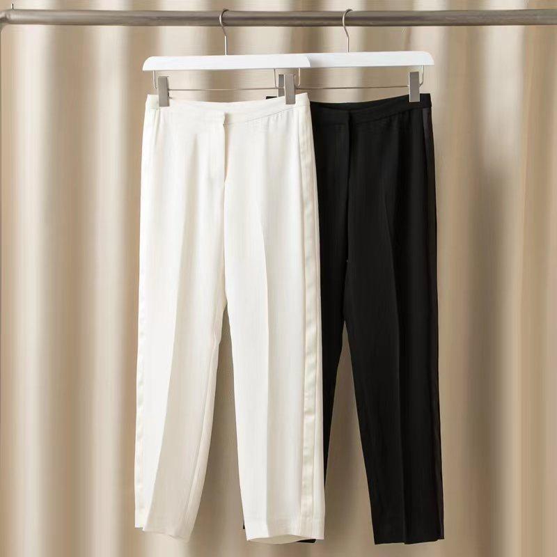 ・スタイル: 通勤・パンツ丈: フルレングス・素材: 酢酸繊維、ポリエステル・厚さ: 普通・ウエスト: ミドルウエスト・色: オフホワイト、ブラック・サイズ: S、M、L、XL・対象年齢: 成人・タイプ: ストレート・ストレッチ: なし・流...