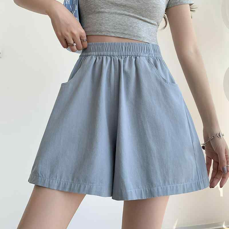 ・主な素材: 綿95%以上・スタイル: 休闲・パンツタイプ: ワイドレッグパンツ・パンツ丈: クロップドパンツ・ウエスト: ハイウエスト・厚み: 薄手・カラー展開: 緑、杏、黒、白、紫、カーキ、ピンク、青・サイズ展開: M、L、XL、2XL...