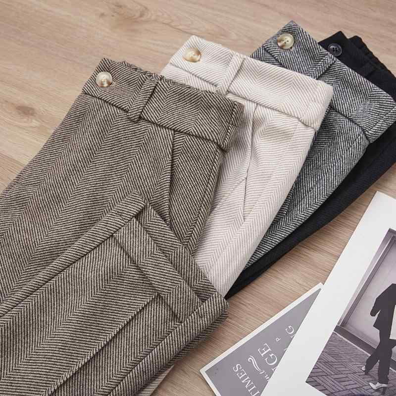 ・素材: ポリエステル・スタイル: カジュアル・パンツのタイプ: ストレート・パンツの種類: スーツパンツ・パンツ丈: フルレングス・ウエスト: ハイウエスト・厚さ: 厚手・柄: 無地・カラー: コーヒー, 杏色, グレー, ブラック・サイ...