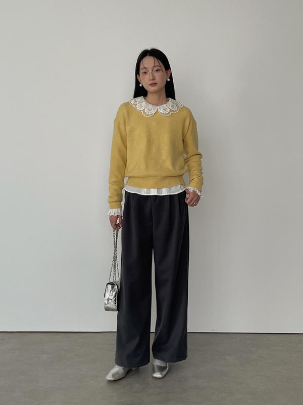 ・項目名: 素材・値: ポリエステル、スパンデックス・項目名: パンツの長さ・値: 九分丈・項目名: スタイル・値: ベーシック・項目名: パンツのタイプ・値: ワイドレッグ・項目名: ウエスト・値: ハイウエスト・項目名: 厚さ・値: 普...