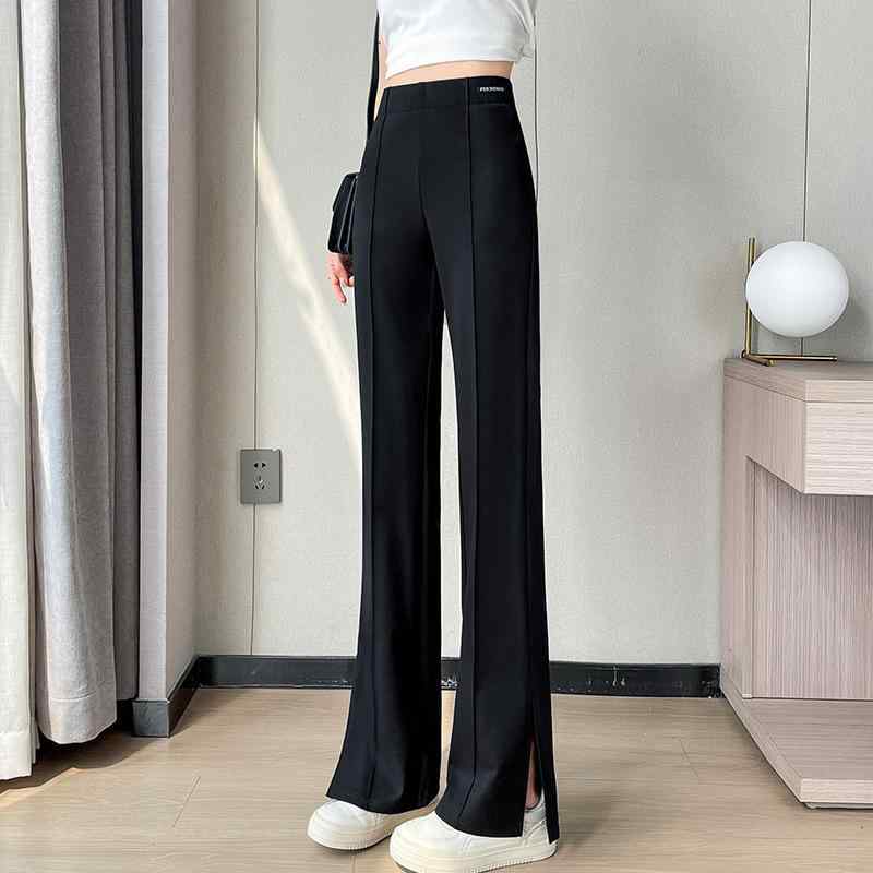 ・素材: ポリエステル、スパンデックス・パンツスタイル: ストレート・パンツ丈: フルレングス・ウエスト: ハイウエスト・厚さ: 普通・スタイル: カジュアル、韓国風・カラー: ブラック・サイズ: S, M, L, XL, 2XL, 3XL...