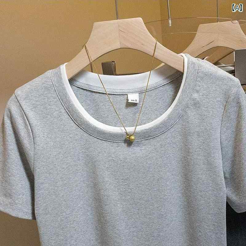 ・カテゴリ: Tシャツ・スタイル: 日韓カジュアル、簡約風・主な素材: 綿100%・柄: 無地、ツートーン・ネックライン: クルーネック・袖丈: 短袖・フィット: ルーズ・着丈: 普通(50-65cm)・袖型: 標準・カラー展開: ライトイ...