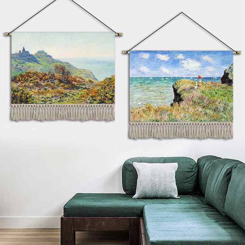 ・項目名: 素材・値: 混紡、綿・項目名: 綿の含有量・値: 81%-90%・項目名: スタイル・値: 田園・項目名: 製法・値: 機械織り・項目名: 形状・値: 長方形・項目名: 柄・値: 風景・項目名: カラー・値: ホワイト, イエロ...