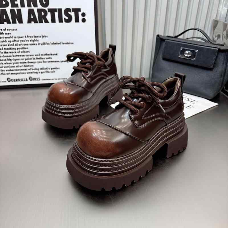 ・カテゴリ: ローファー・カラー: ブラウン, ブラック・サイズ: 35, 36, 37, 38, 39, 40・流行要素: 浅口・つま先の形状: ラウンドトゥ・スタイル: 韓国風・アッパー素材: PU・ヒールの高さ: ミドルヒール(3-5...