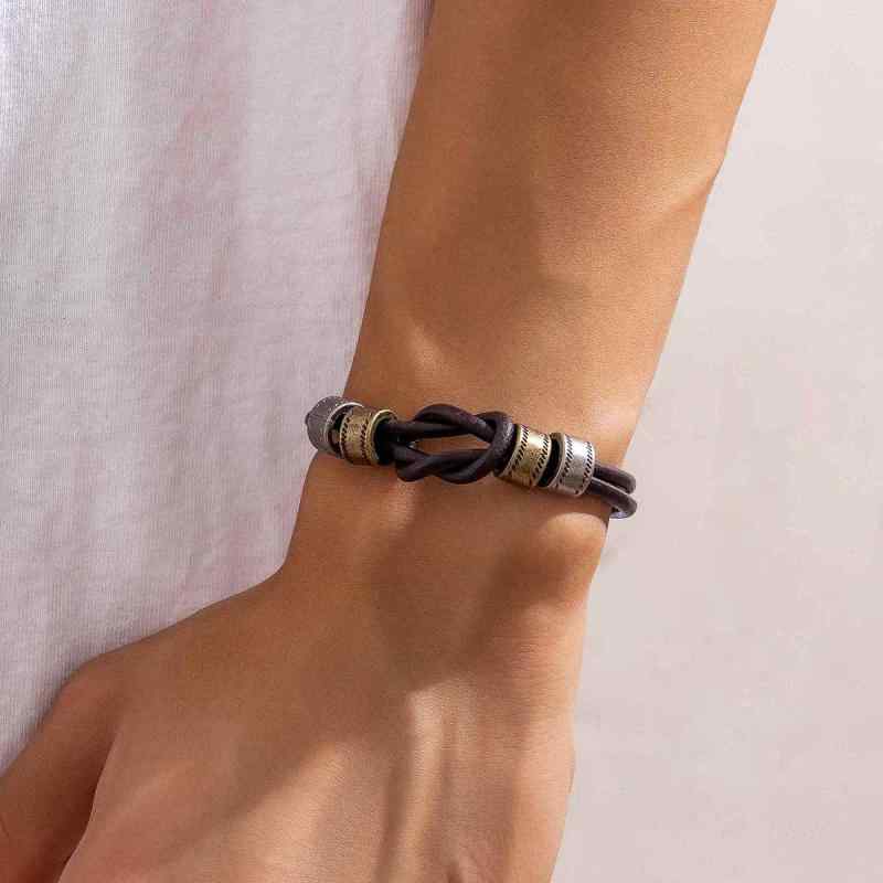 ・素材: レザー・処理: ハンドメイド・対象: メンズ・形状: その他・スタイル: 欧米・カテゴリ: アクセサリー・カラー: ガンブラック・流行要素: 幾何学模様