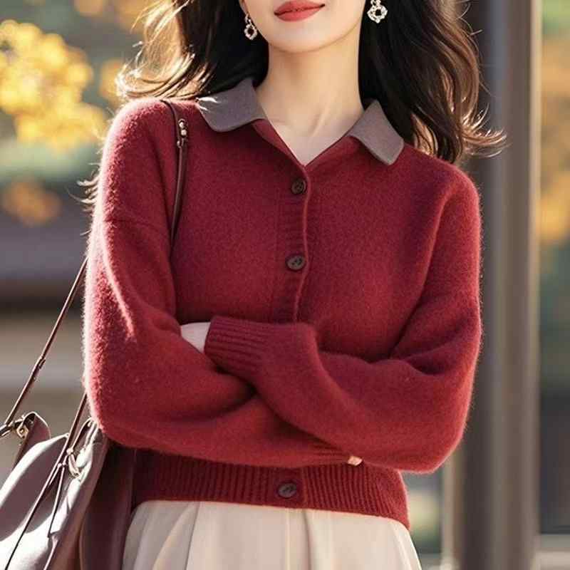 ・カテゴリ: ニット・スタイル: カジュアル・袖丈: 長袖・柄: 図参照・カラー: 錆赤色・サイズ展開: S, M, L, XL・タイプ: プルオーバー・ネックライン: 図参照・フィット: レギュラー・素材: 綿、ポリエステル・素材混率: ...