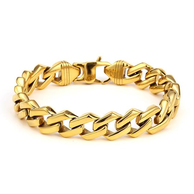 ・素材: チタン鋼・加工方法: 電気メッキ・スタイル: 男女兼用・デザイン: 菱形・カラー: 18Kゴールド、スチール・サイズ: 幅1.2cm×22cm・カテゴリー: ブレスレット・テイスト: 欧米、個性派