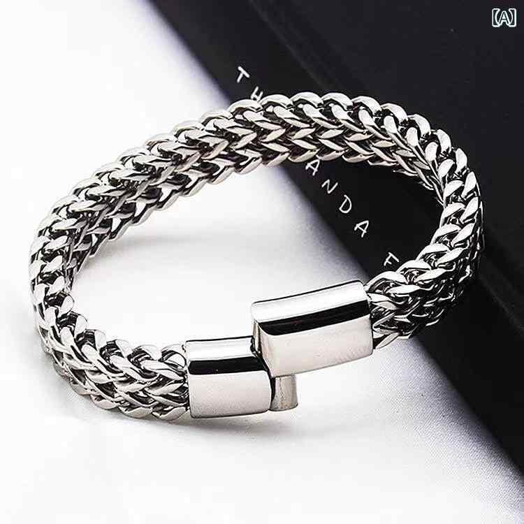・素材: チタン鋼・仕上げ: 研磨・スタイル: 男性用・デザイン: 幾何学・アイテム: ブレスレット/バングル・カラー: 光面磁石留め, 光面磁気圧留め, 十字架留め, ウサギ留め・サイズ: 幅12mm×長さ19cm, 幅12mm×長さ21...