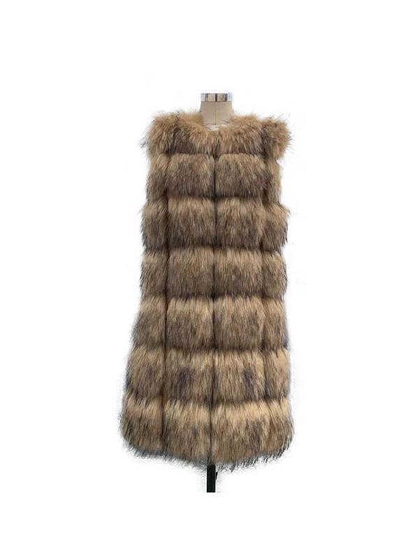 ・カテゴリ: 皮草・衣丈: ロング(80cm超100cm以下)・スタイル: 通勤・カラー: 黄色・サイズ: S, M, L, XL, XXL, XXXL・ネックライン: ラウンドネック・袖丈: ノースリーブ・素材: 人造皮毛・主な素材: フ...