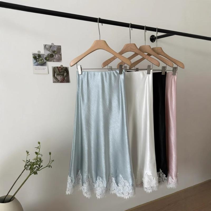 ・柄: 無地・技法: レース・素材: ポリエステル繊維・スカートタイプ: マーメイドスカート・スカート丈: ミモレ丈・流行の要素: サテンアセテート・カラー: ホワイト、ピンク、ブルー、ブラック・サイズ: S、M、L・スタイル: レトロ・生...