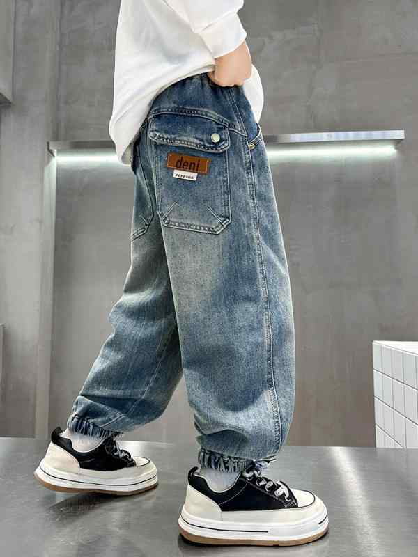 ・カテゴリ: 子供用パンツ・スタイル: 韓国風・素材: デニム、綿65%・パンツ丈: 長ズボン・対象: 男の子・対象年齢: 8歳以上(身長140cm以上)の高学年・柄: 無地・ウエスト: ハイウエスト、ゴム・カラー: ブルーHG, ブルーD...