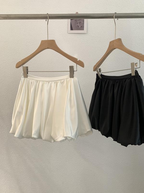 output: ・柄: その他・加工: 拼贴/拼接・素材: 醋酸面料、醋酯纤维・スカート型: 花苞スカート・スカート丈: ミニスカート・デザイン: 拼接・色: ブラック・サイズ: S、L・スタイル: スウィート、ガーリー・生地の伸縮性: 無...