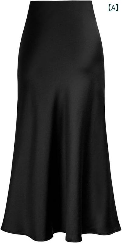 ・柄: 無地・製法: 縫製/ピンタック・素材: サテン・主素材: ポリエステル 約90%・その他素材: スパンデックス・スカート型: マーメイド・スカート丈: ミモレ丈・デザイン: ファスナー・カラー: ブラック、アップルグリーン、ブラウン...
