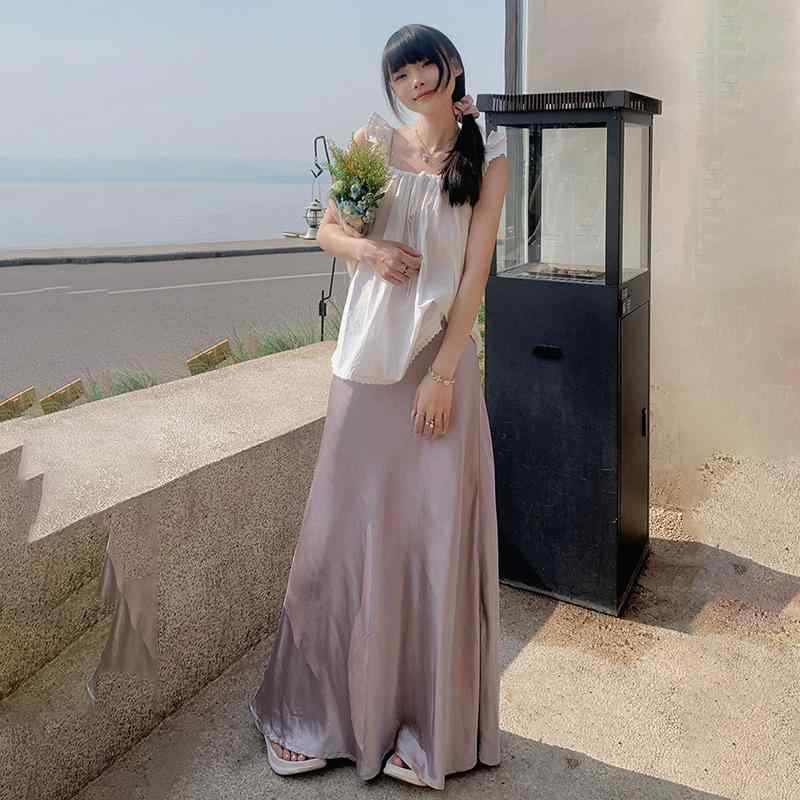 ・柄: 無地・加工: 防しわ加工・素材: ポリエステル繊維・スカートタイプ: マーメイドスカート・スカート丈: ロング・スタイル: 通勤・カラー: 紫、オフホワイト、黒・サイズ: XS、S、M、L、XL・生地の伸縮性: ややあり