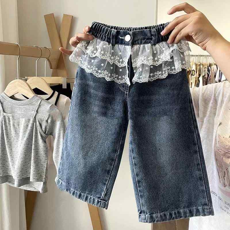 items: 素材: デニム スタイル: ベーシック パンツ丈: フルレングス 種類: ジーンズ 柄: その他 性別: ユニセックス 色: レースフリル付きデニム 対象年齢: 3～8歳 対象身長: 80, 90, 100, 110, 120...