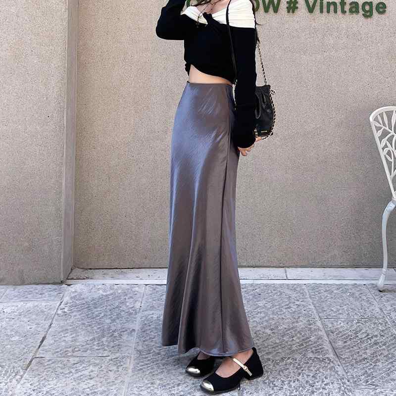 ・素材: 氨纶、その他・スカート型: Aライン・スカート丈: ロング・カラー: グレー、ブラウン、ブラック・サイズ: S、M、L、XL・スタイル: エレガント