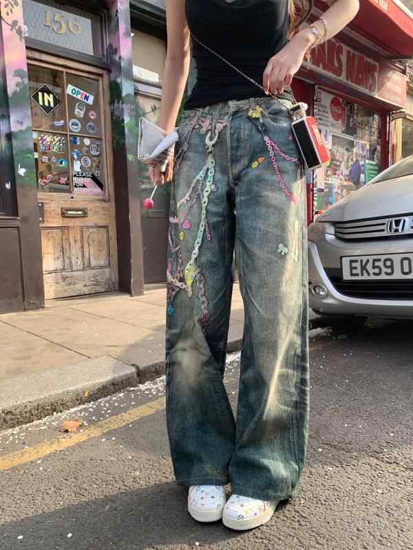 ・カテゴリ: デニムパンツ・スタイル: ストリート・パンツの長さ: フルレングス・デザイン: ストレート・ウエスト: ハイウエスト・素材: 綿・主な素材: オーガニックコットン・主な素材の含有量: 95%以上・厚さ: 中厚・柄: プリント・...