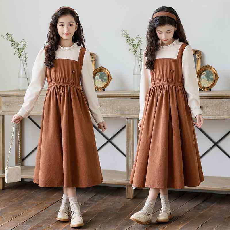 ・スタイル: 韓国版・素材: ポリエステル95%、綿その他・スカートの種類: ワンピース・対象年齢: 8歳以上（身長140cm以上）・スカートの形状: Aライン・カラー: ブラウン、ブラック、ブラウン（裏起毛）、ブラック（裏起毛）・対応身長...