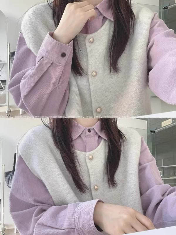 ・素材: 綿・柄: ストライプ、格子柄・スタイル: カーディガン・袖丈: 長袖・フィット: ゆったり・着丈: ミドル丈(65cm<着丈≤80cm)・ネックライン: ポロ襟・袖タイプ: レギュラー袖・デザイン: ポケット・カラー: パー...