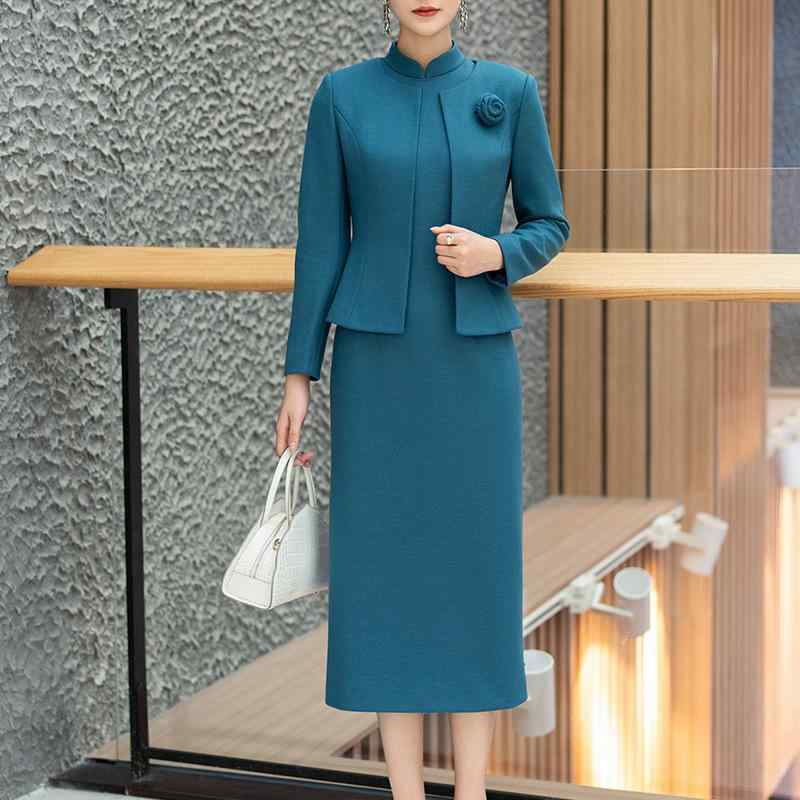 ・柄: その他・スタイル: 通勤・袖丈: 長袖・袖のタイプ: その他・素材: 羊毛30～50%・セット内容: トップス・カラー: 蘭グリーン(布製コサージュ付き)・サイズ展開: S, M, L, XL, XXL・流行の要素: その他・加工技...