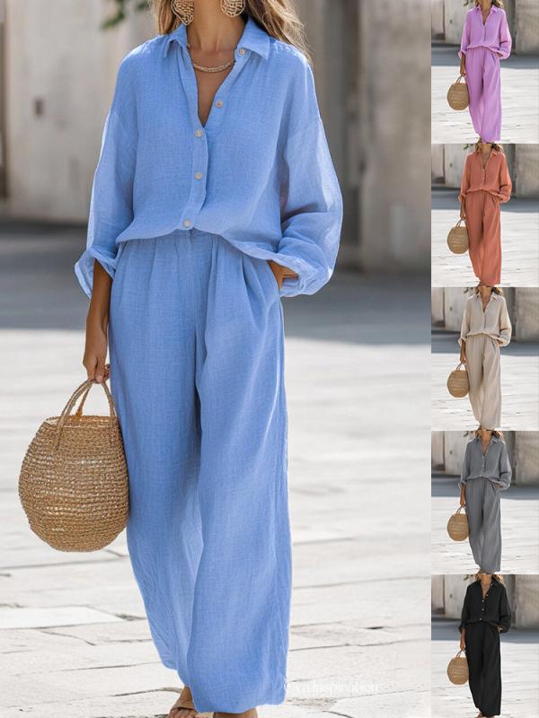 ・柄: 無地・パンツ丈: フルレングス・スタイル: カジュアル・セット内容: パンツセット・袖丈: 長袖・袖のタイプ: レギュラー・素材: 綿、ポリエステル・素材混率: ポリエステル30%以下・色: ブルー、パープル、オレンジレッド、カーキ...