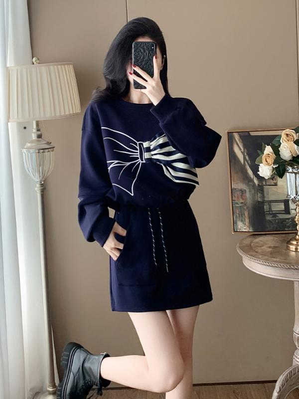 ・柄: 3Dエフェクト・スカート丈: ミモレ丈・デザイン: プリント・素材: ローマ綿、綿、スパンデックス・カラー: ロイヤルブルー（セットアップ）・サイズ: S, M, L, XL, XXL・スタイル: 日韓カジュアル・組成: 綿70-8...