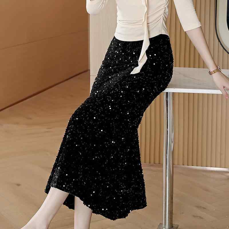 ・技法: スパンコール・生地: アクリル繊維・主素材: その他・商品番号: kR2AwkFA・スカート型: Aライン・スカート丈: ロング・デザイン: スパンコール・カラー: ブラック・サイズ: S(40-47.5kg), M(47.5-5...