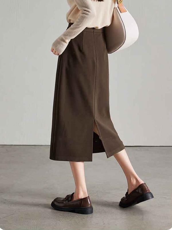 ・柄: 無地・加工方法: 拼贴/拼接・素材: ポリエステル・スカートタイプ: Aラインスカート・スカート丈: ミモレ丈・カラー: ブラック、コーヒー・サイズ: S、M、L、XL、XXL・スタイル: カジュアル、韓国風・生地: その他・主素材...