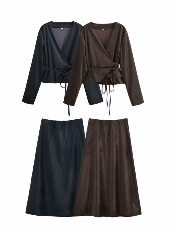 ・流行要素: 編み上げ・製法: 接着・生地の名称: ポリエステル・主な生地の組成: ポリエステル・主な生地の組成2: ポリエステル・カラー: コーヒー色トップス、墨緑色トップス、コーヒー色スカート、墨緑色スカート・サイズ: XS、S、M、L...