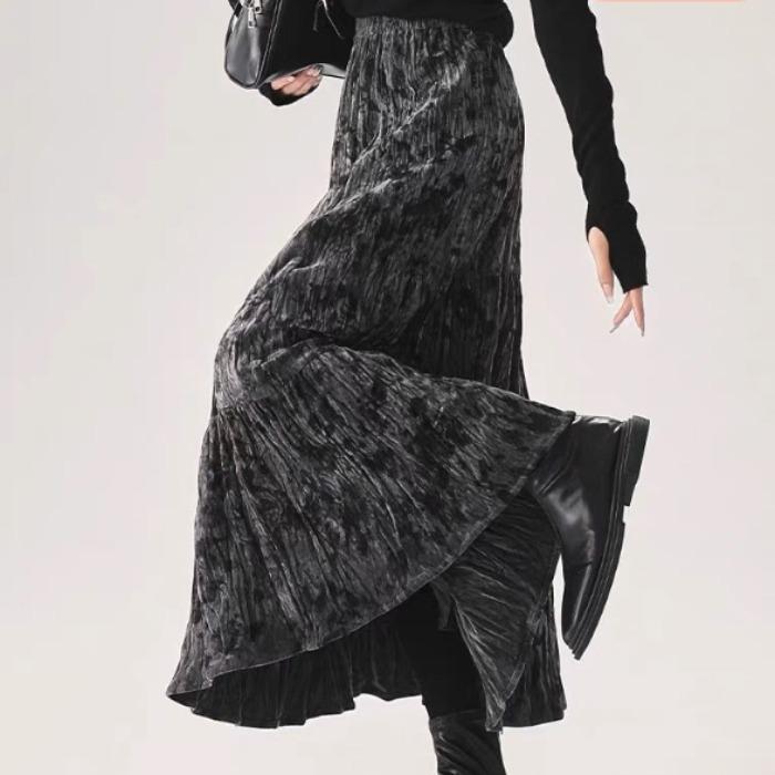 ・柄: 図の通り・加工: 免アイロン・素材: 綿、ポリエステル・スカートタイプ: Aライン・スカート丈: ミモレ丈・色: グレー・サイズ: S、M、L、XL、2XL・スタイル: カジュアル、韓国風・生地の組成: 綿70-80%、ポリエステル...