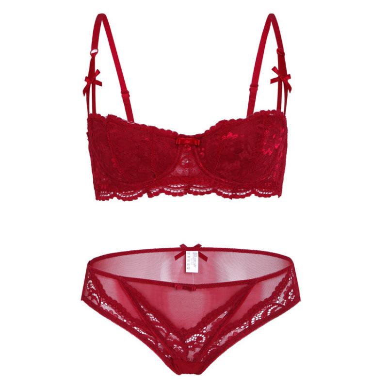 ・素材: 錦綸、ポリエステル・カップタイプ: 1/2カップ・パッド: 上薄下厚・ストラップ: 固定ダブルストラップ・ホック: 背面2列・機能: 聚拢、快適・カラー: ホワイト、レッド、ブラック・サイズ: 32=70、34=75、36=80、...