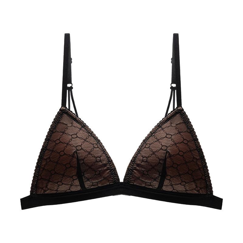 ・素材: 錦綸、氨纶、綿・機能: 通気性、上托、美背、快適・スタイル: 简约休闲、法式・カップ: 三角カップ・カップタイプ: 超薄・肩紐: 固定ダブル・ホック: 後ろ1列・ワイヤー: 無・対象年齢: 18～40歳・カラー: ブラック、カフェ...