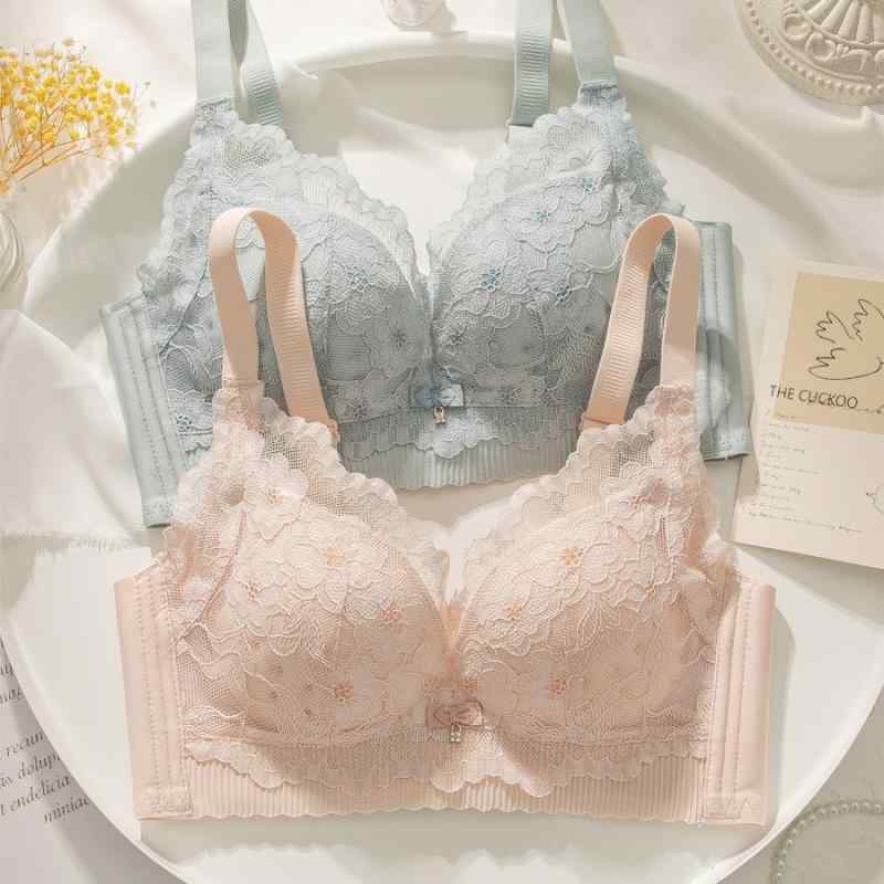 ・素材: 綿、Q棉・種類: レース・カップ: その他・ワイヤー: ソフトワイヤー・機能: 谷間・カラー: ブルー、シャンパン、ベージュ、グリーン、ブラック・サイズ: 70A、70B、70C、75A、75B、75C、80A、80B、80C、8...