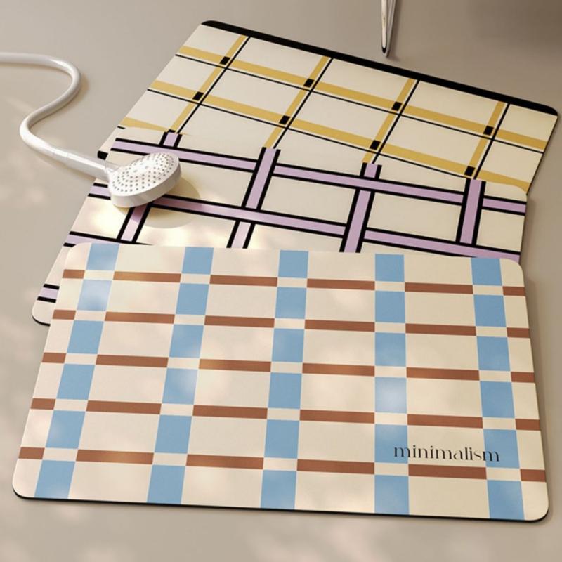 ・素材: 硅藻泥・柄: ストライプ、格子柄・形状: 正方形・洗濯方法: 手洗い・サイズ: 40*60cm、50*80cm、60*90cm、80*120cm (薄型、厚型)・場所: レストラン、キッチン、浴室、商業施設・スタイル: 韓国スタイル