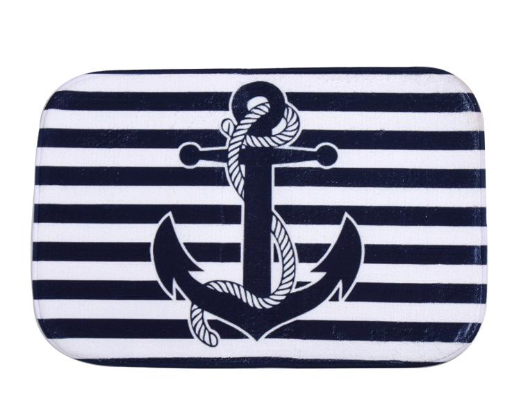 ・カテゴリ: 地毯/地垫・素材: 聚酯纤维（涤纶）、天然橡胶・サイズ: 40cm×60cm・形状: 长方形・スタイル: 现代简约・工艺: 机器织造・清洗タイプ: 可手洗・カラー: 藍色条纹船锚