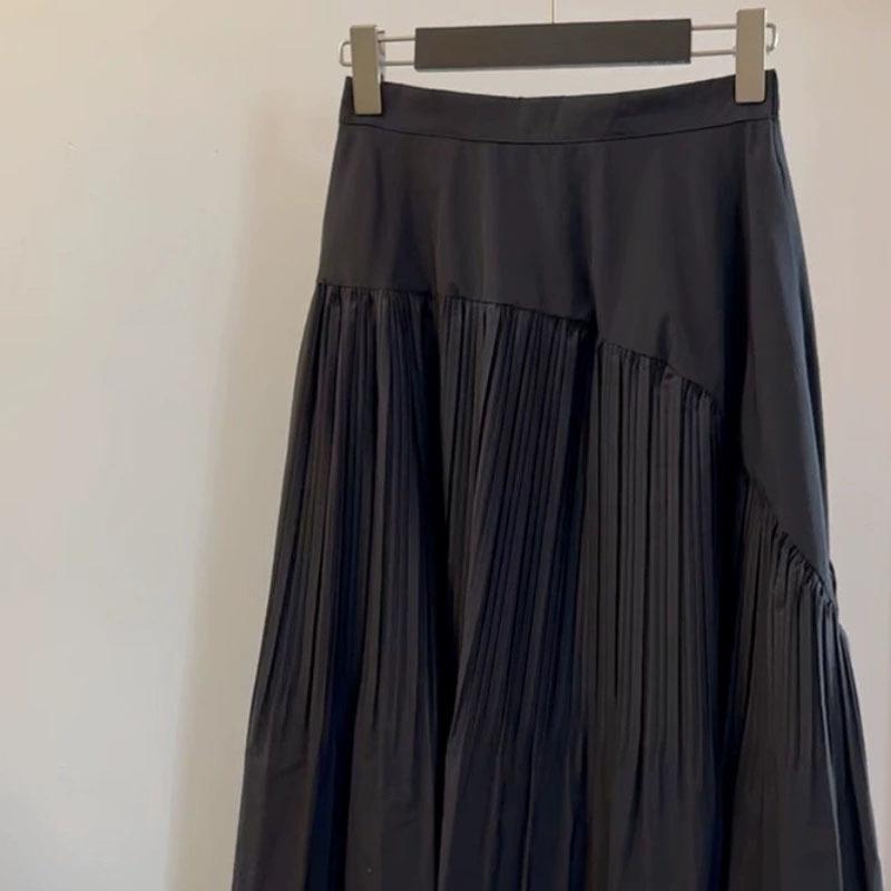 ・スタイル: 気質通勤・主な素材: 氨纶30%以下・カラー展開: 黒色・サイズ展開: S、M、L、XL・スカート丈: ロング・スカートタイプ: 半身スカート・デザイン要素: プリーツ・伸縮性: 微弾