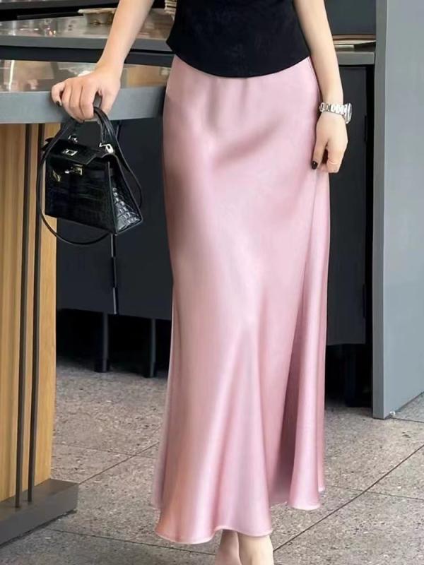 ・項目名: スカート・値: 鱼尾裙・項目名: スカート丈・値: ミモレ丈・項目名: デザイン・値: ファスナー・項目名: カラー・値: ブラック, 浅紫色, 杏色, シャンパン, ダークカーキ, ワインレッド, ライトグレー, マスタード,...